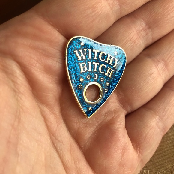 ariesmoon89 | Accessories | Witchy Btch Ouija Glitter Lapel Pin Brooch ...